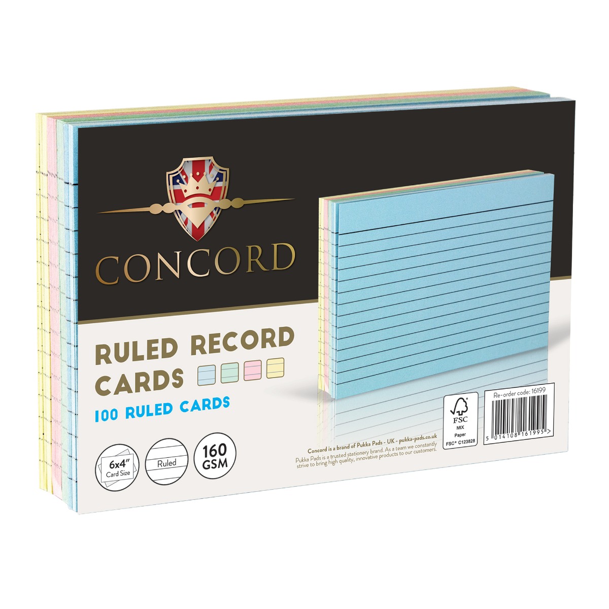 Concord Revision Cards Ruled 6x4" in White - Pukka Pads