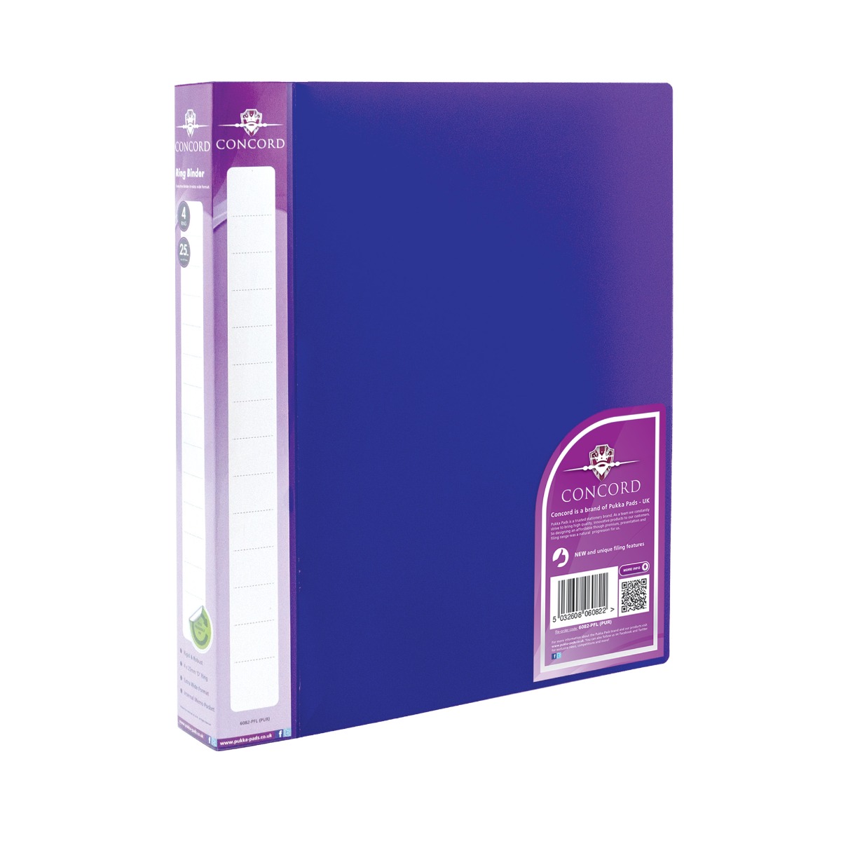 A4 Polypropylene 2-Ring Lever Arch File in Purple - Pack of 5