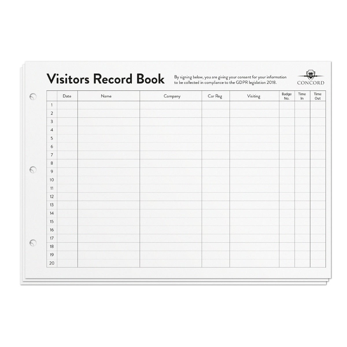 Concord Visitors Book Refill 50 Sheets A4 Landscape