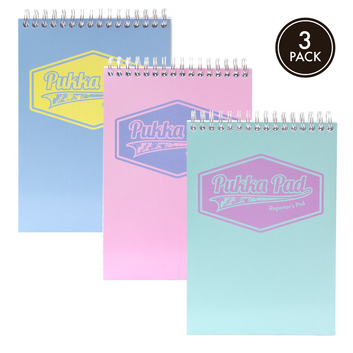 Pastel Reporters Notebook - Assorted Pink, Teal and Blue - Pukka Pads