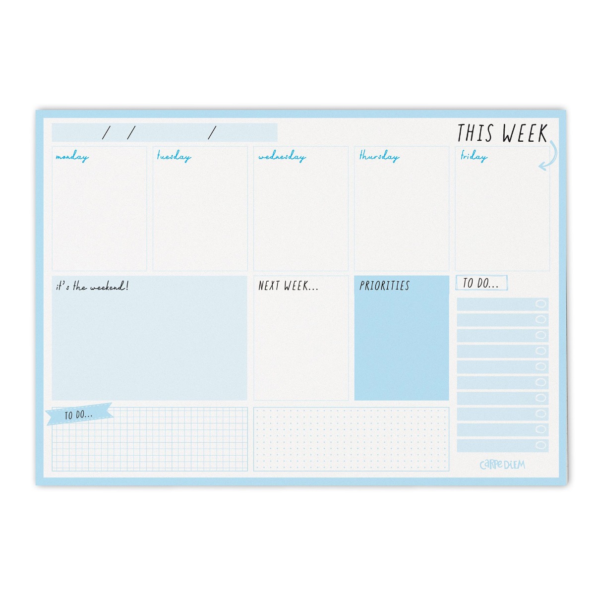 Carpe Diem Sky Blue Weekly Planner Pad