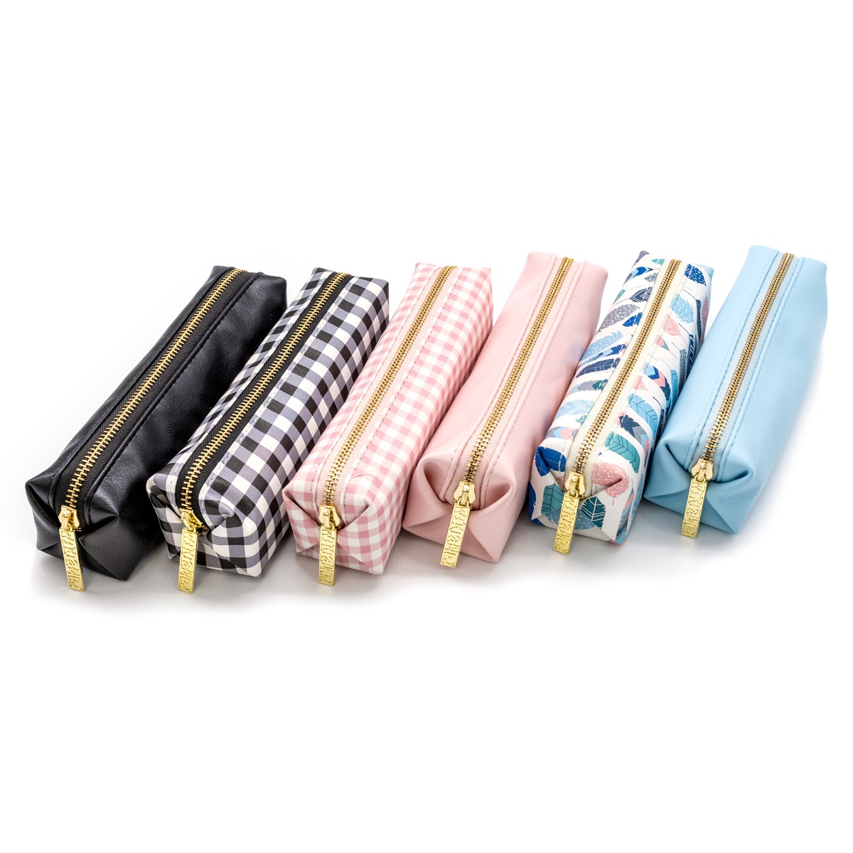 Carpe Diem Slim Pencil Case Ballerina Pink Check