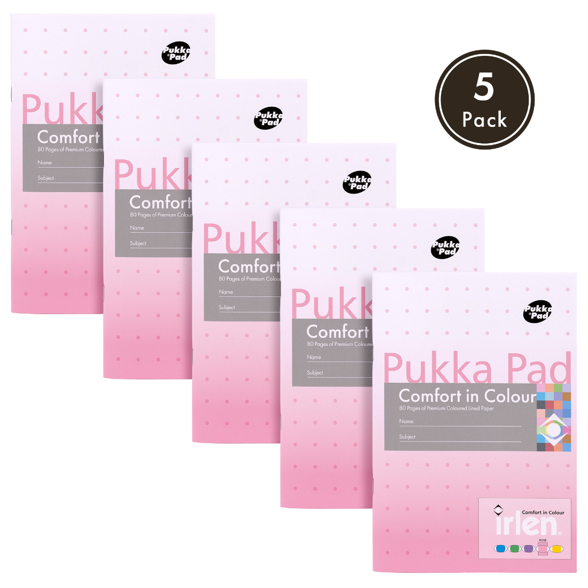 Pukka Pads Irlen A5 Exercise Books in Rose - Pack of 5