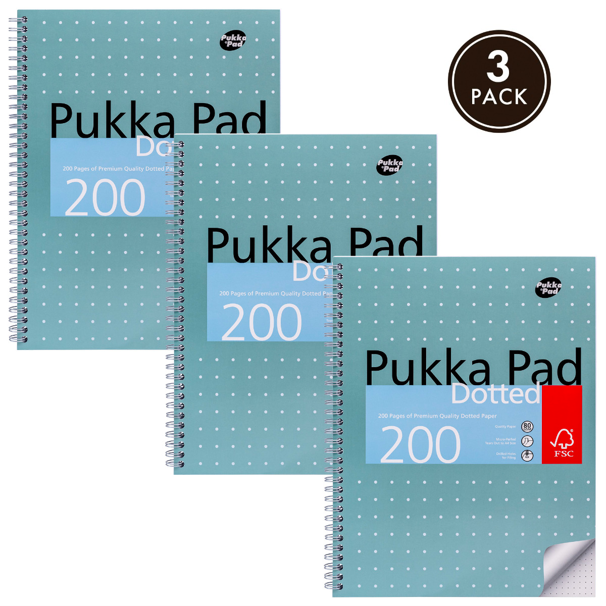 Dotted Metallic A4 Jotta Notepad, Pack of 3 - Pukka Pads