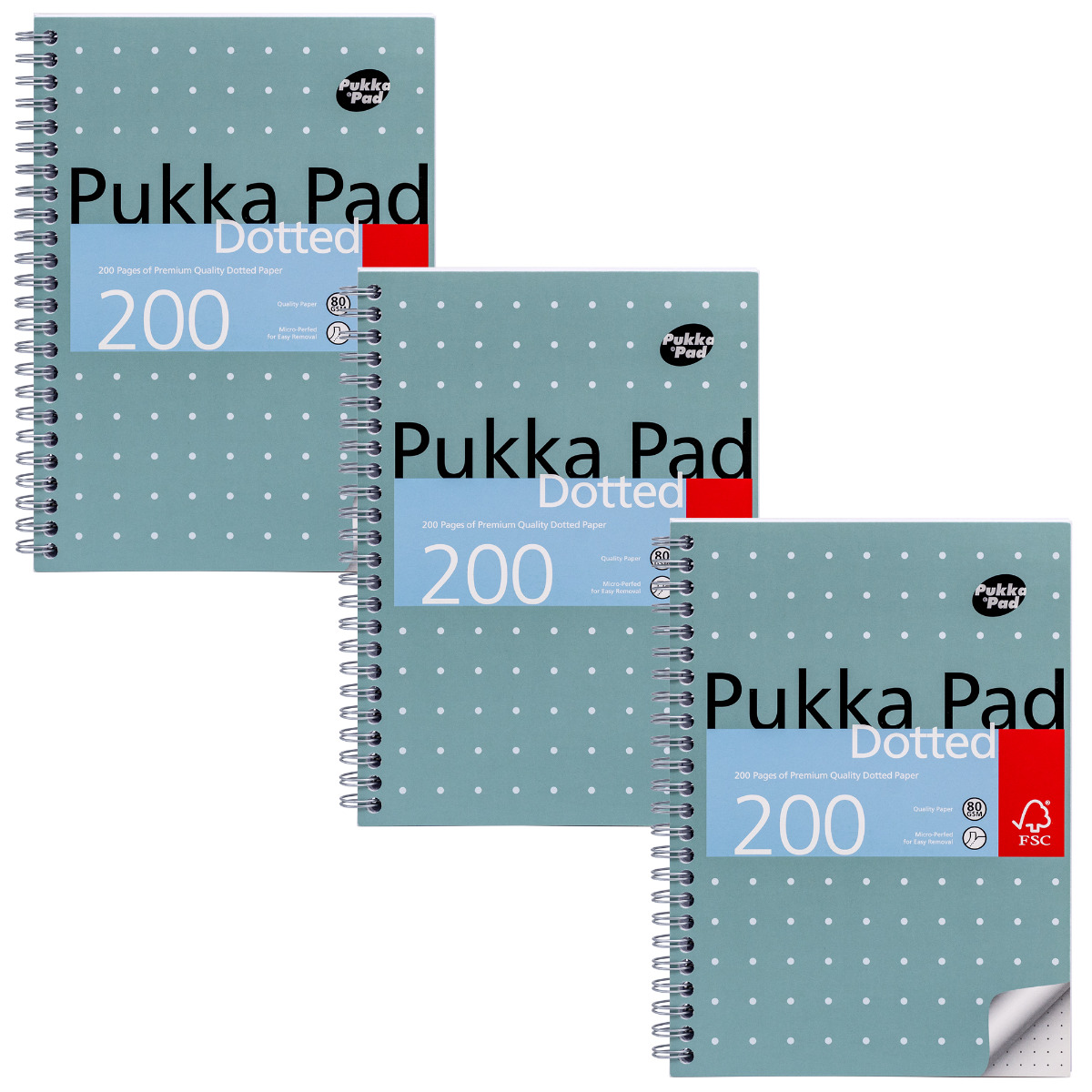 Dotted Metallic A4 Jotta Notepad, Pack of 3 - Pukka Pads