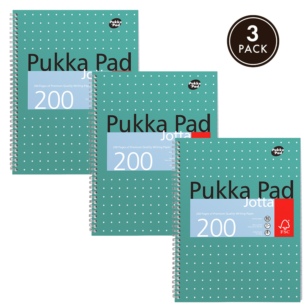 A4 Metallic Jotta Notepad Pack of 3 - Pukka Pads